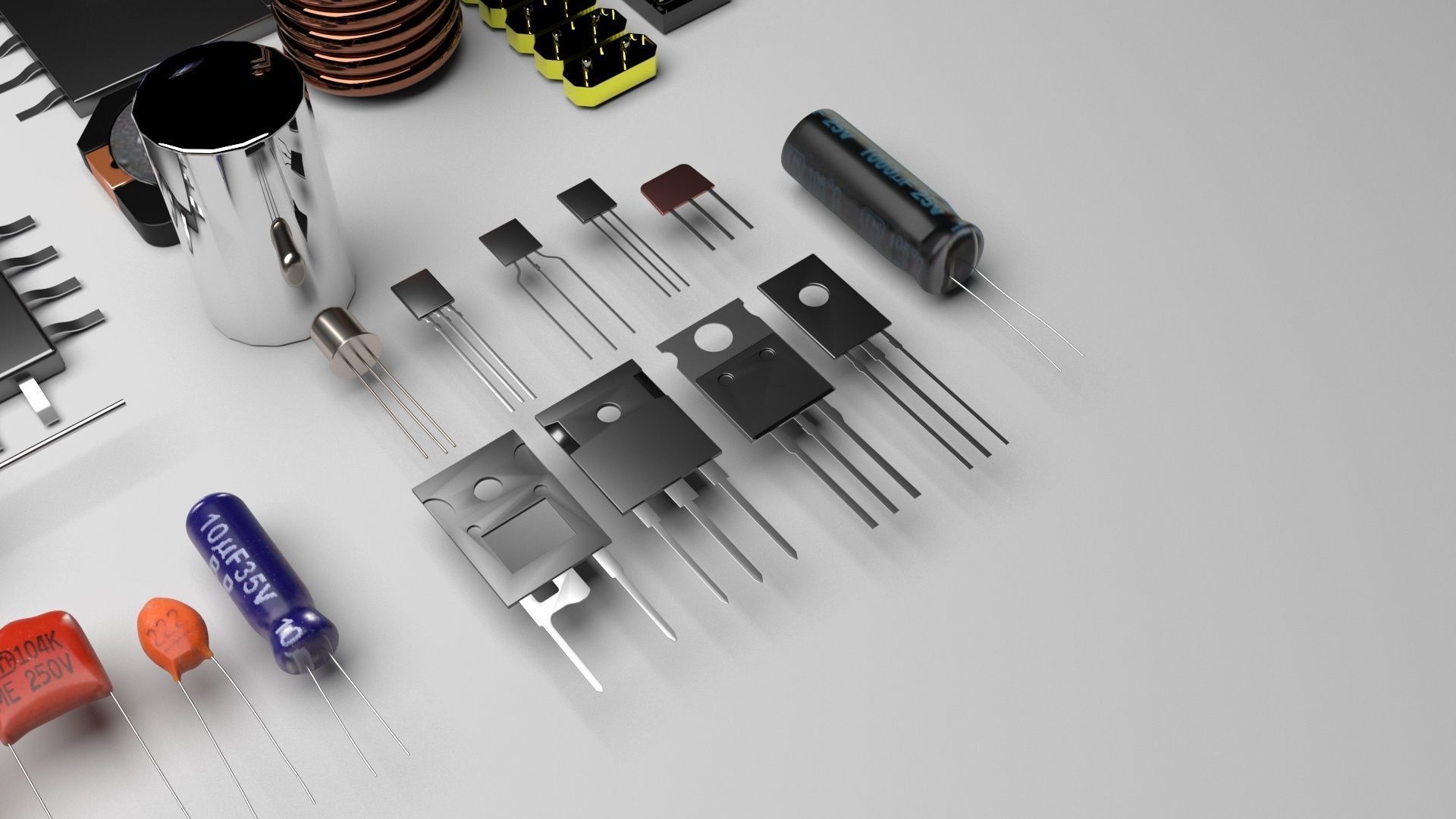 Electronic Components Set 3D model | CGTrader