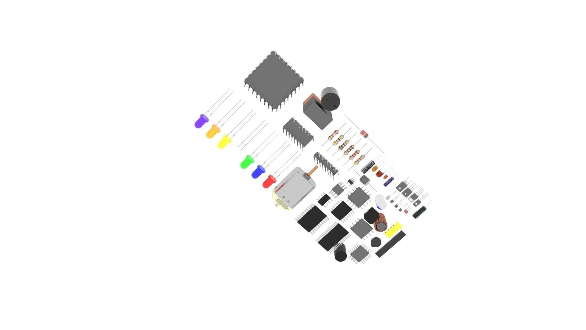 Electronic Components Set 3D model | CGTrader