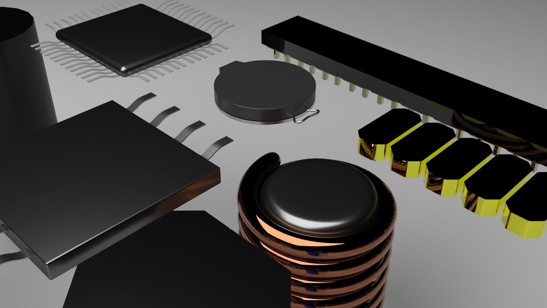 Electronic Components Set 3D model | CGTrader