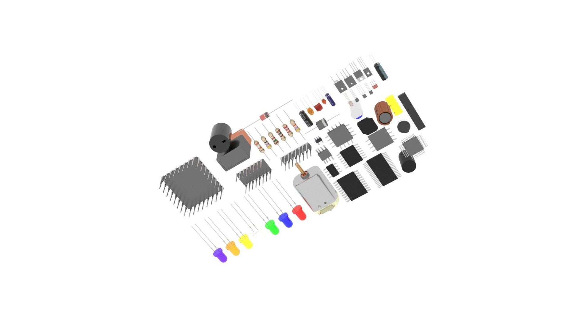 Electronic Components Set 3D model | CGTrader