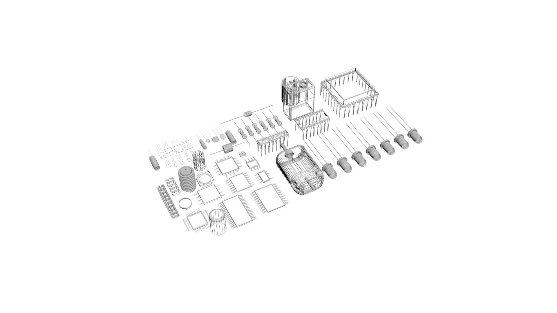 Electronic Components Set 3D model | CGTrader