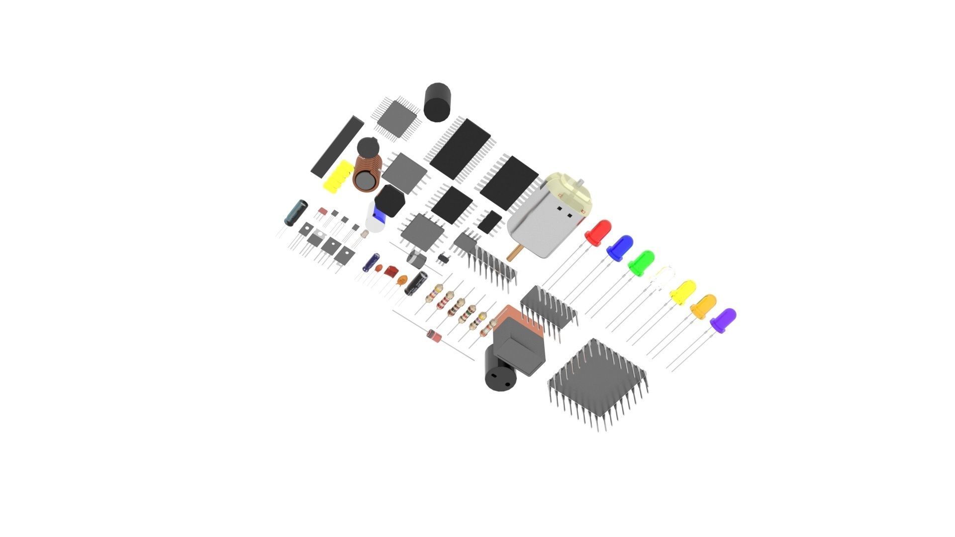 Electronic Components Set 3D model | CGTrader