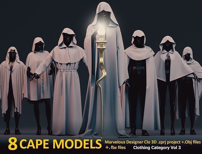 3D model 8 Cape MODELS for female and male Marvelous Designer CLO 3D VR ...