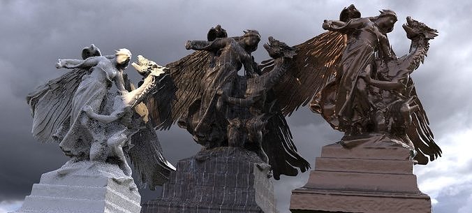 Angel and Demon statue 4 3D model | CGTrader
