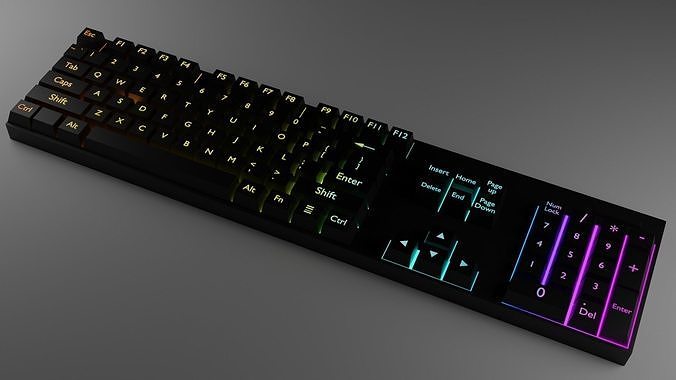 Gaming keyboard rgb 3D model rigged | CGTrader