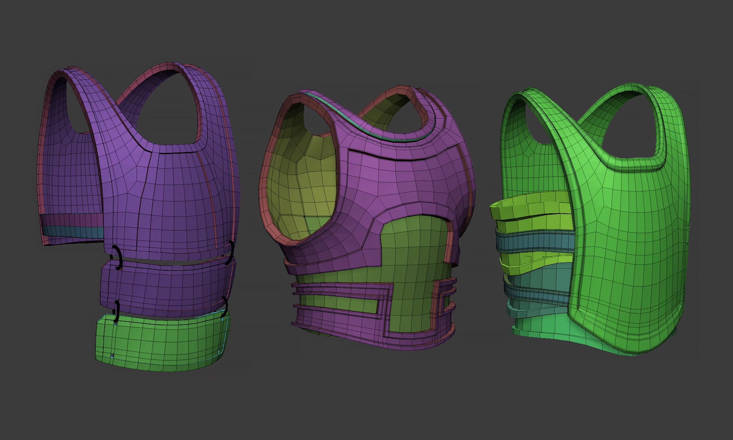 20 Low poly medieval fantasy body armor base mesh IMM brush 3D model ...