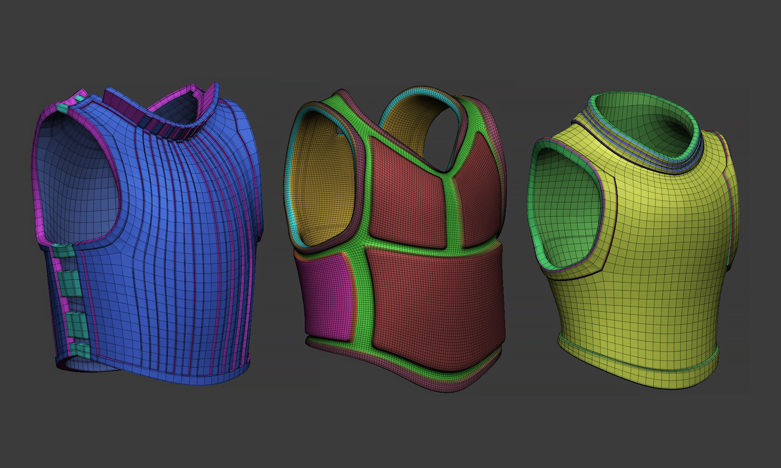 20 Low poly medieval fantasy body armor base mesh IMM brush 3D model ...