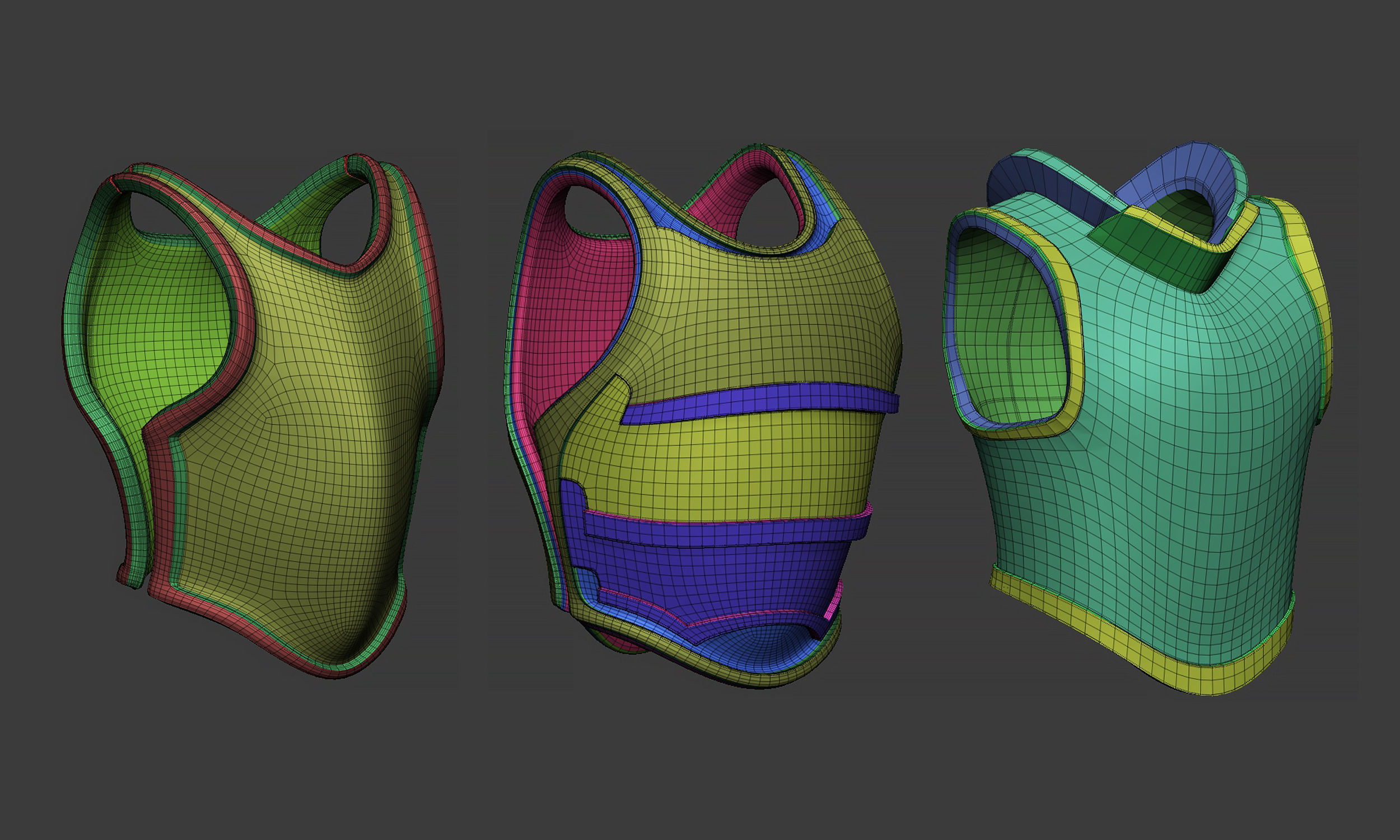 20 Low poly medieval fantasy body armor base mesh IMM brush 3D model ...