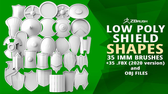 30 Low poly medieval fantasy shield base mesh shapes IMM brush 3D model | CGTrader