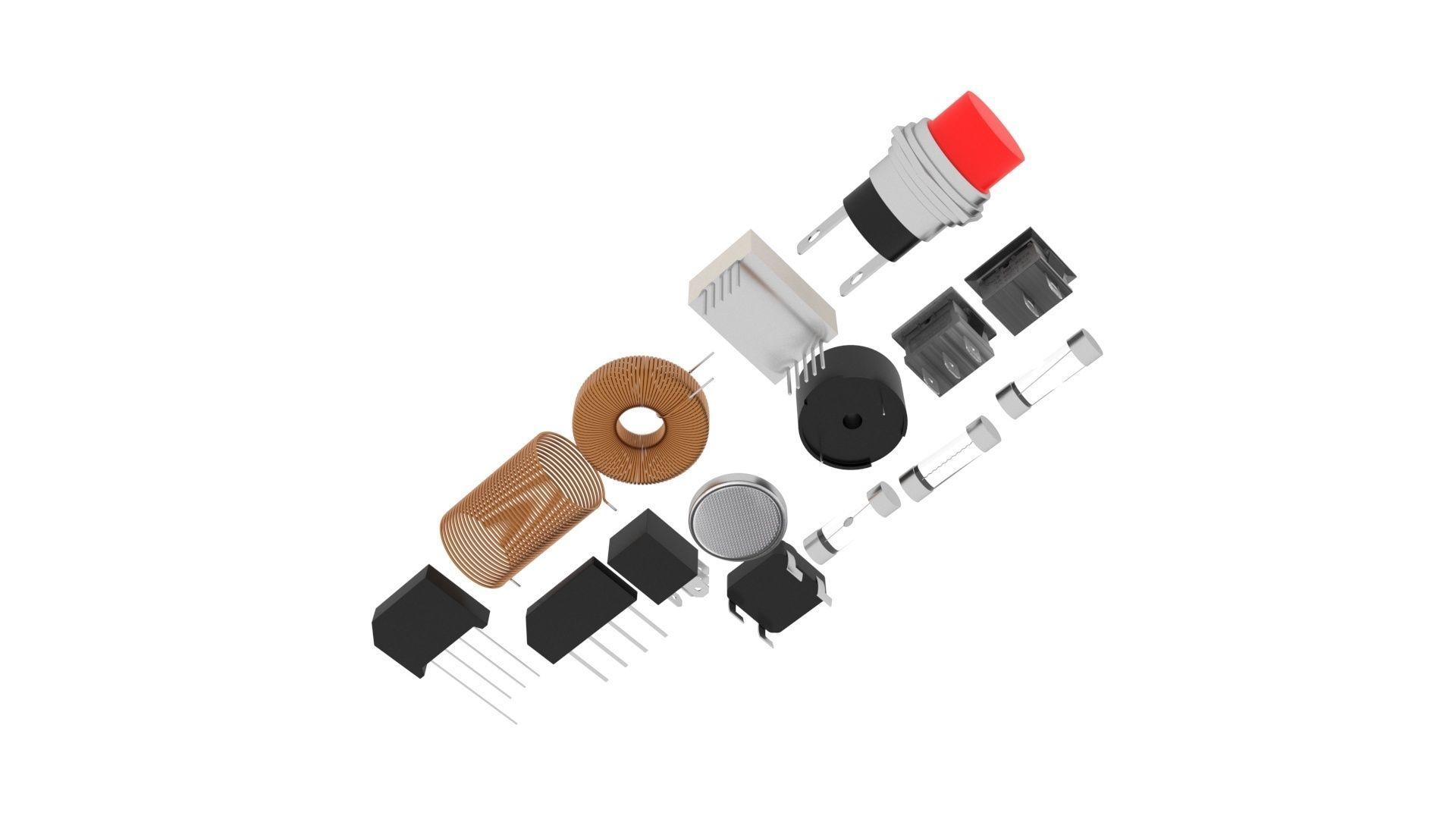 Electronic Components Set 3D model | CGTrader