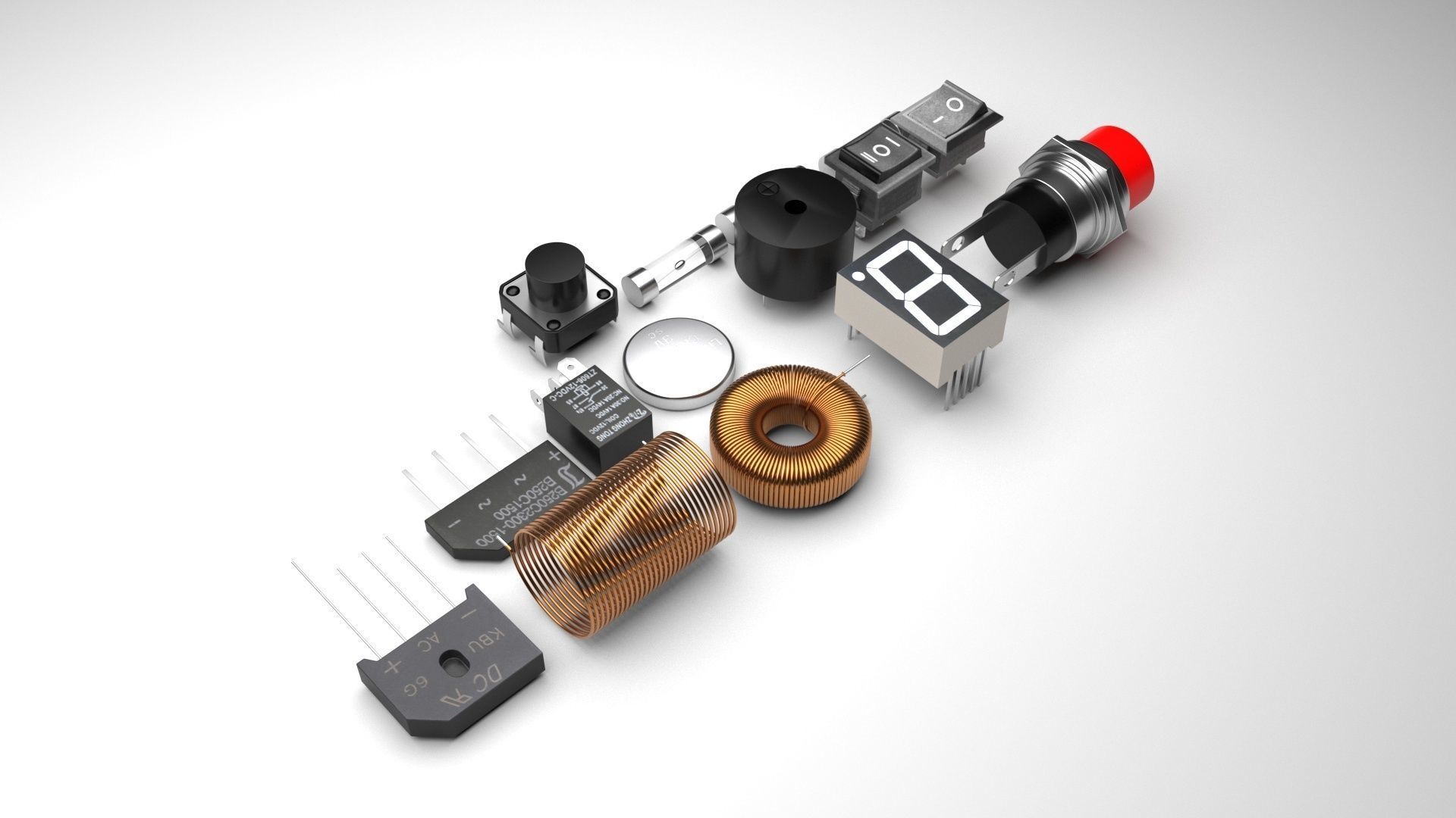Electronic Components Set 3D model | CGTrader