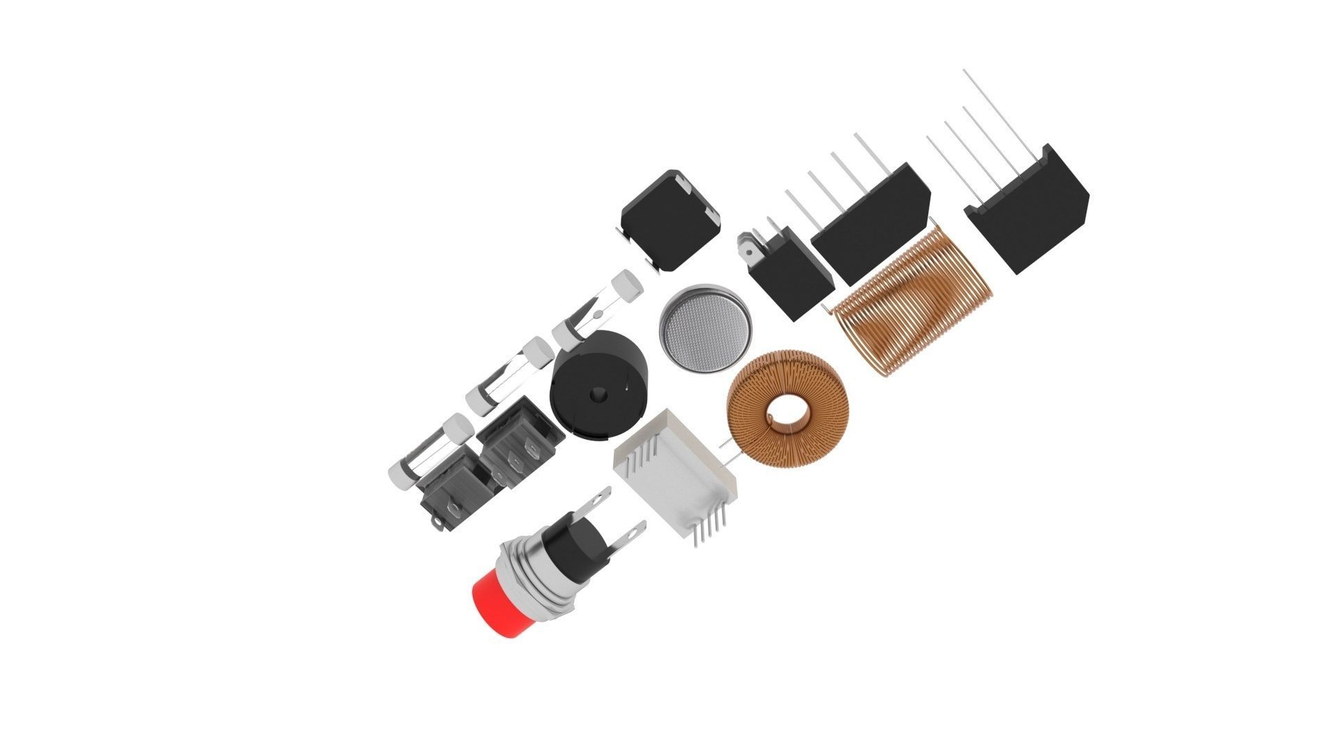 Electronic Components Set 3D model | CGTrader