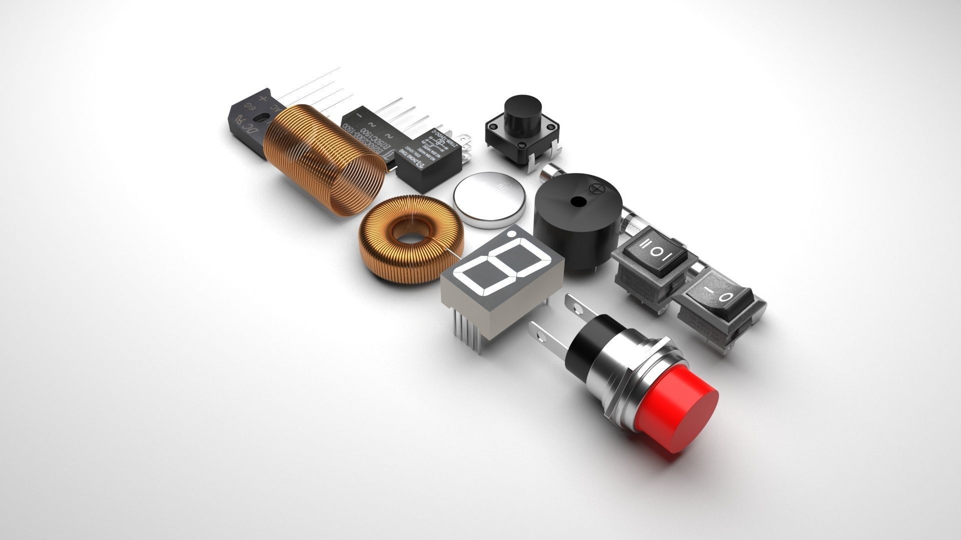 Electronic Components Set 3D model | CGTrader