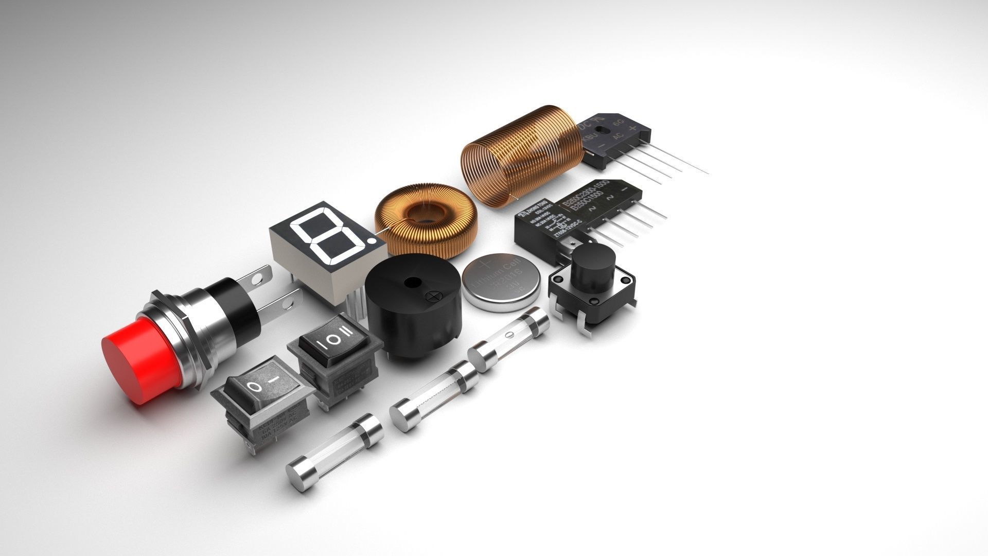 Electronic Components Set 3D model | CGTrader