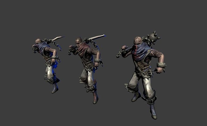 3D model Male Assassin Mutant Dagger VR / AR / low-poly | CGTrader