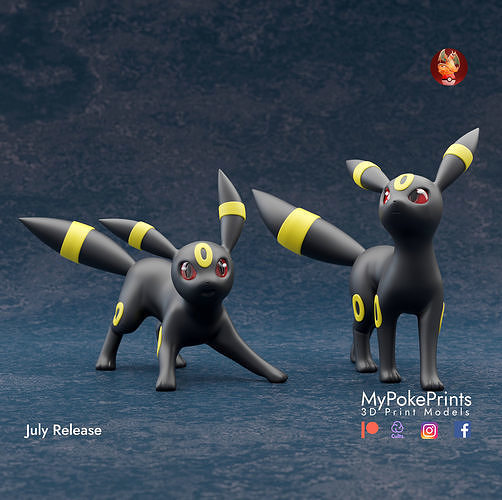UMBREON 2 POSES - PRE-SUPPORTED EEVEELUTION POKEMON 3D model 3D ...