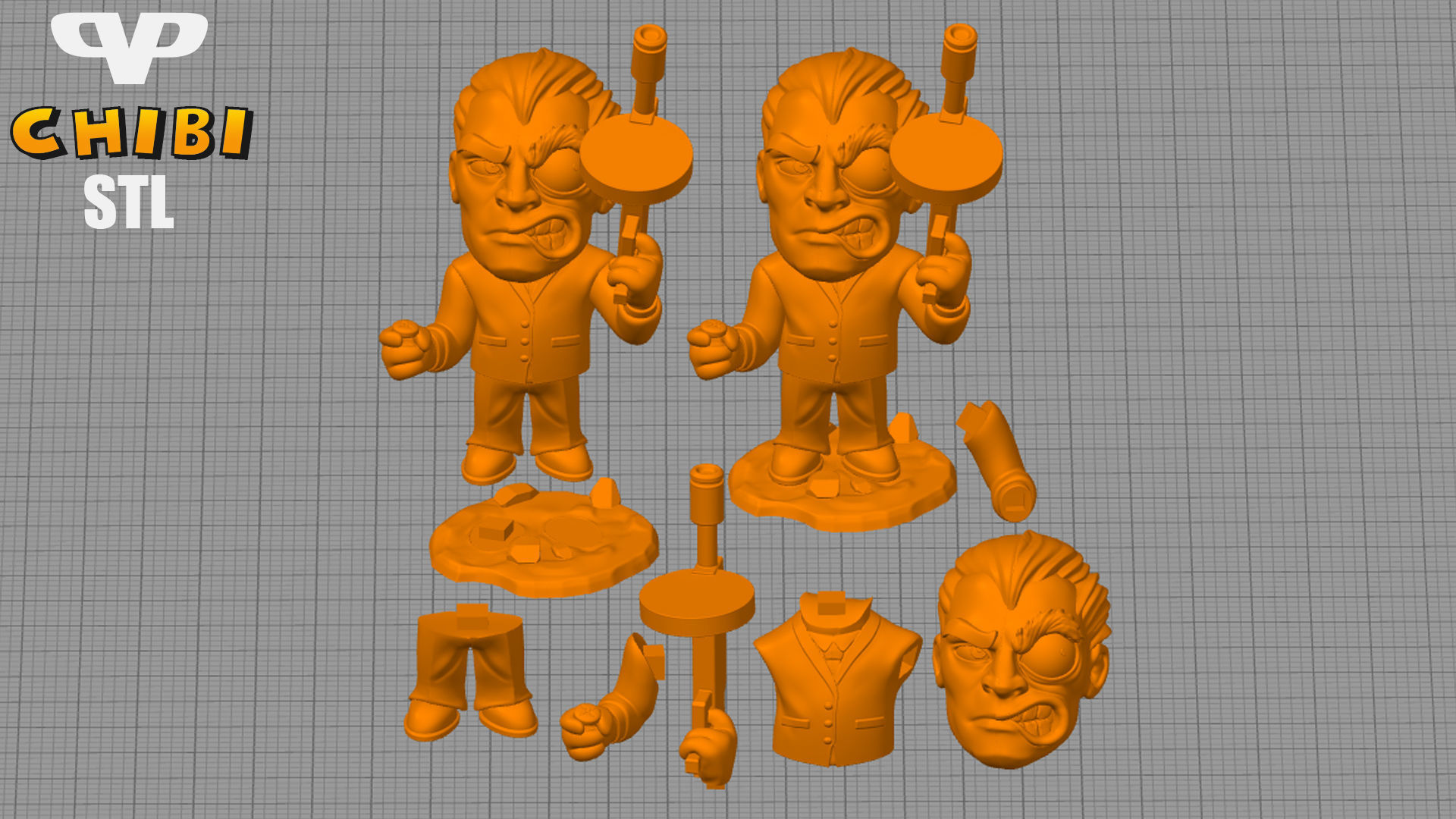 Two Face Chibi STL for 3D Printing ChibiSTL 3DXM 3D model 3D printable ...