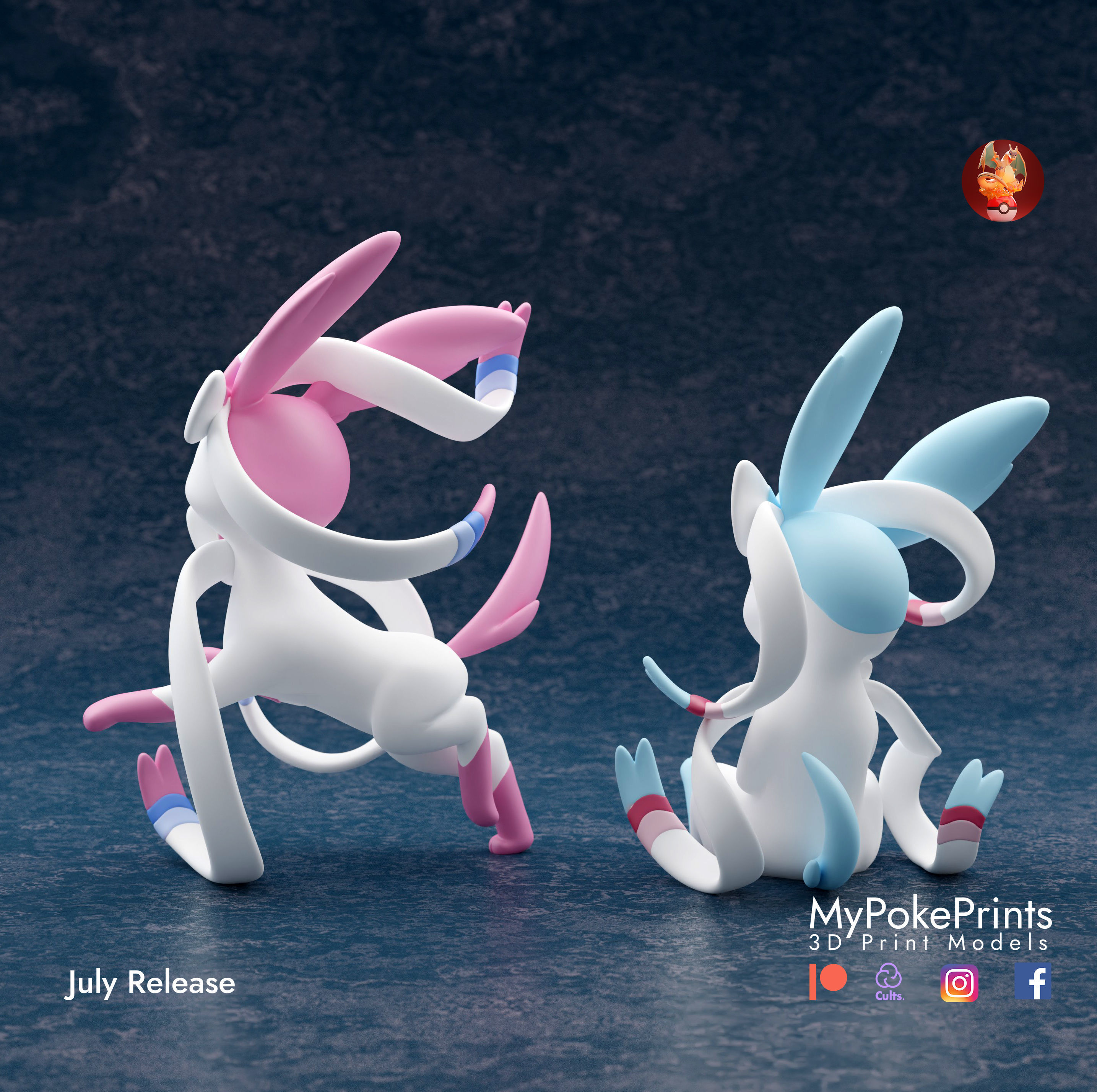 SYLVEON 2 POSES - PRE-SUPPORTED EEVEELUTION POKEMON 3D model 3D printable | CGTrader