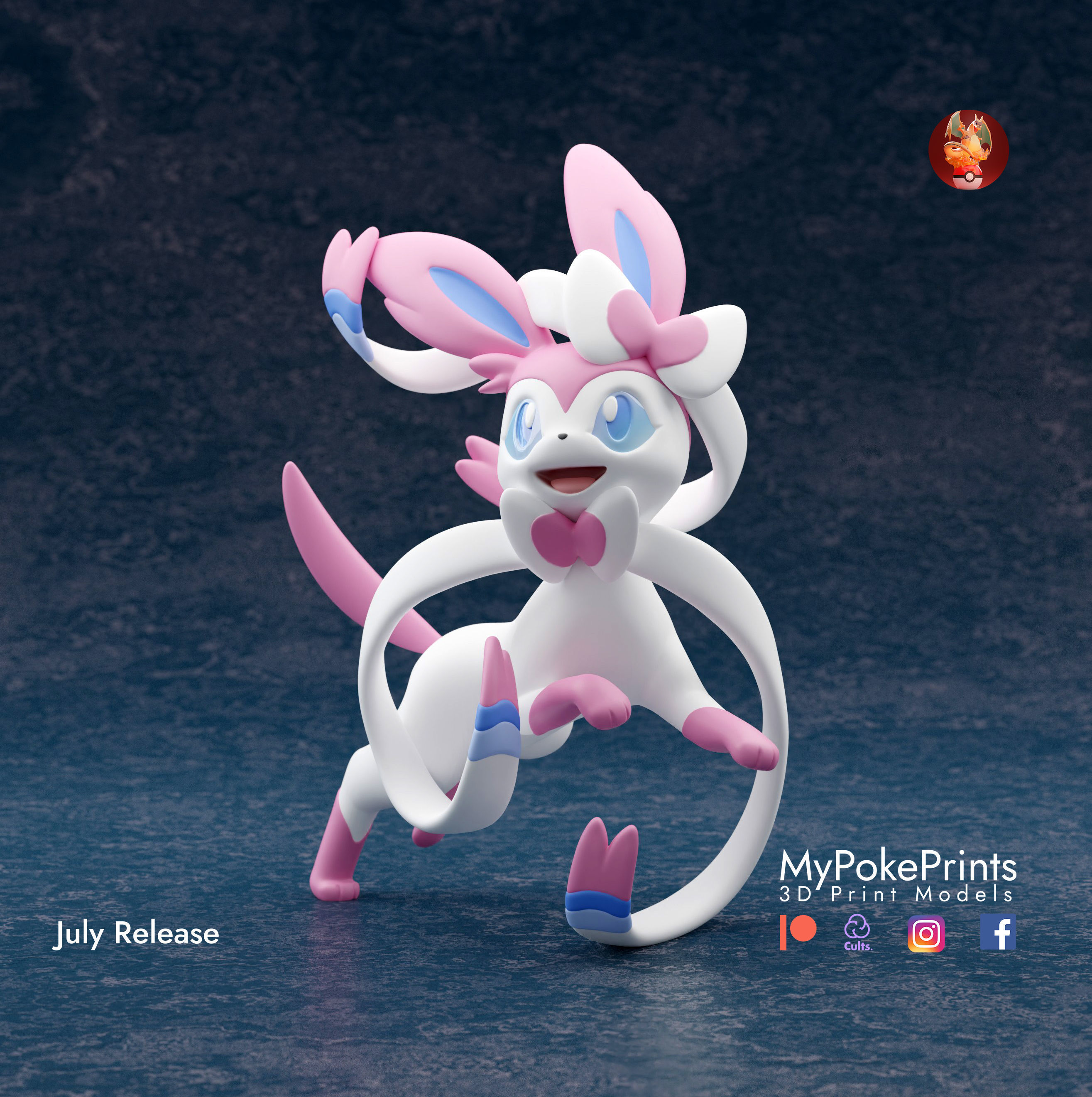 SYLVEON 2 POSES - PRE-SUPPORTED EEVEELUTION POKEMON 3D model 3D printable | CGTrader