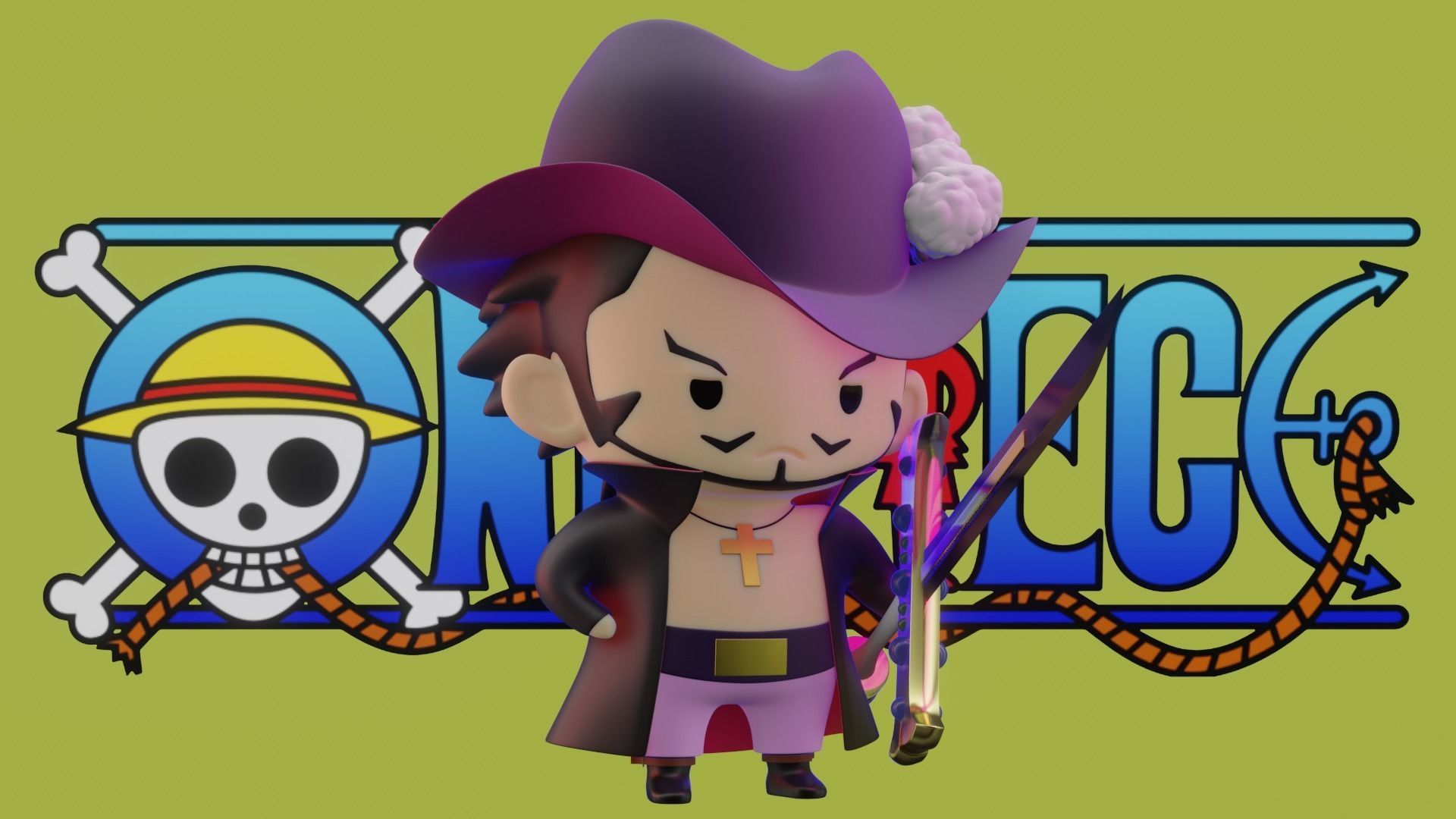 Dracule Mihawk Chibi - One Piece 3D model 3D printable | CGTrader