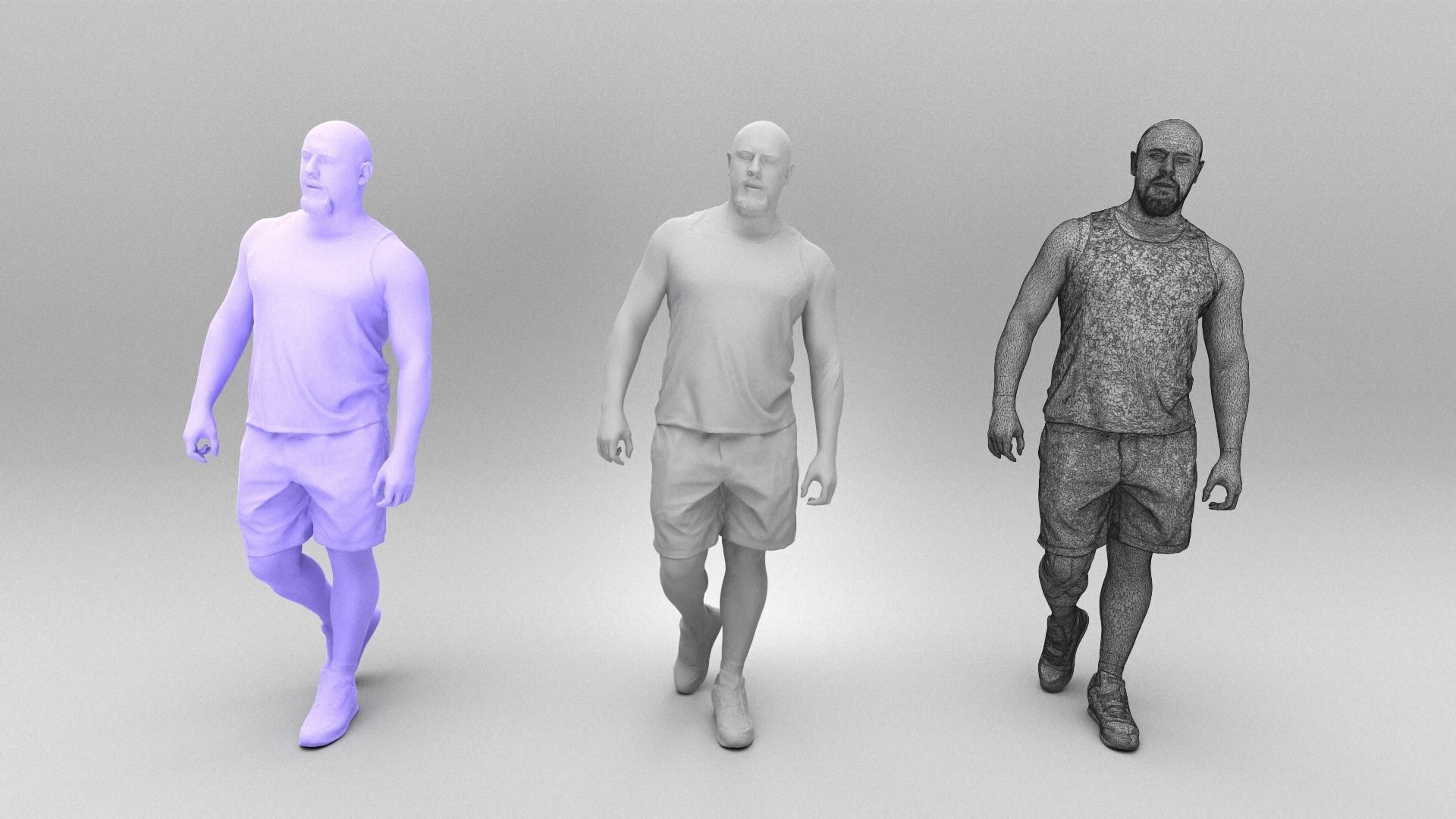 3D model Bald athletic man walking 376 VR / AR / low-poly | CGTrader