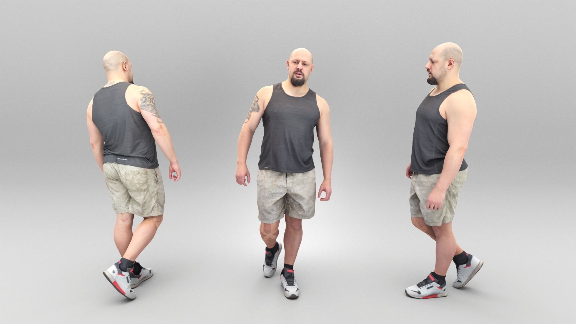 3D model Bald athletic man walking 376 VR / AR / low-poly | CGTrader