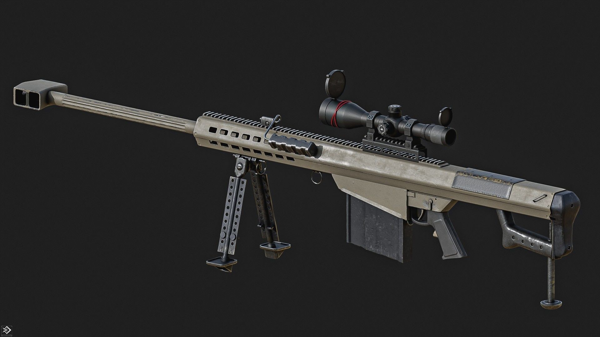 3D model Barrett 50 Cal Sniper Rifle VR / AR / low-poly | CGTrader