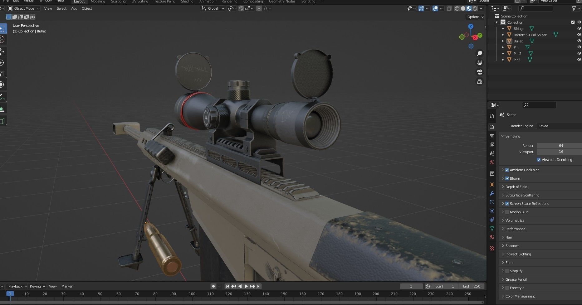 3D model Barrett 50 Cal Sniper Rifle VR / AR / low-poly | CGTrader