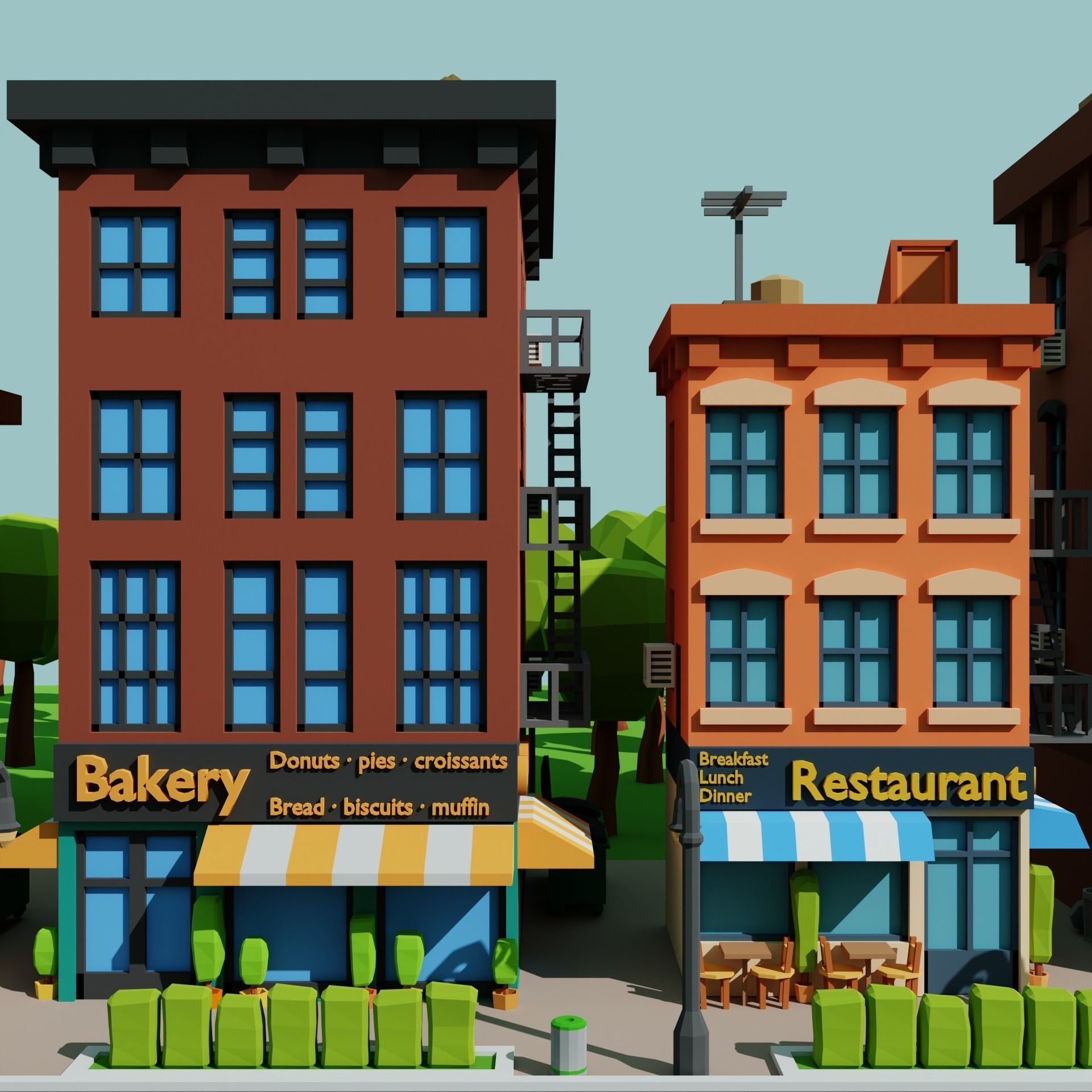 Lowpoly city Brooklyn style 3D model | CGTrader