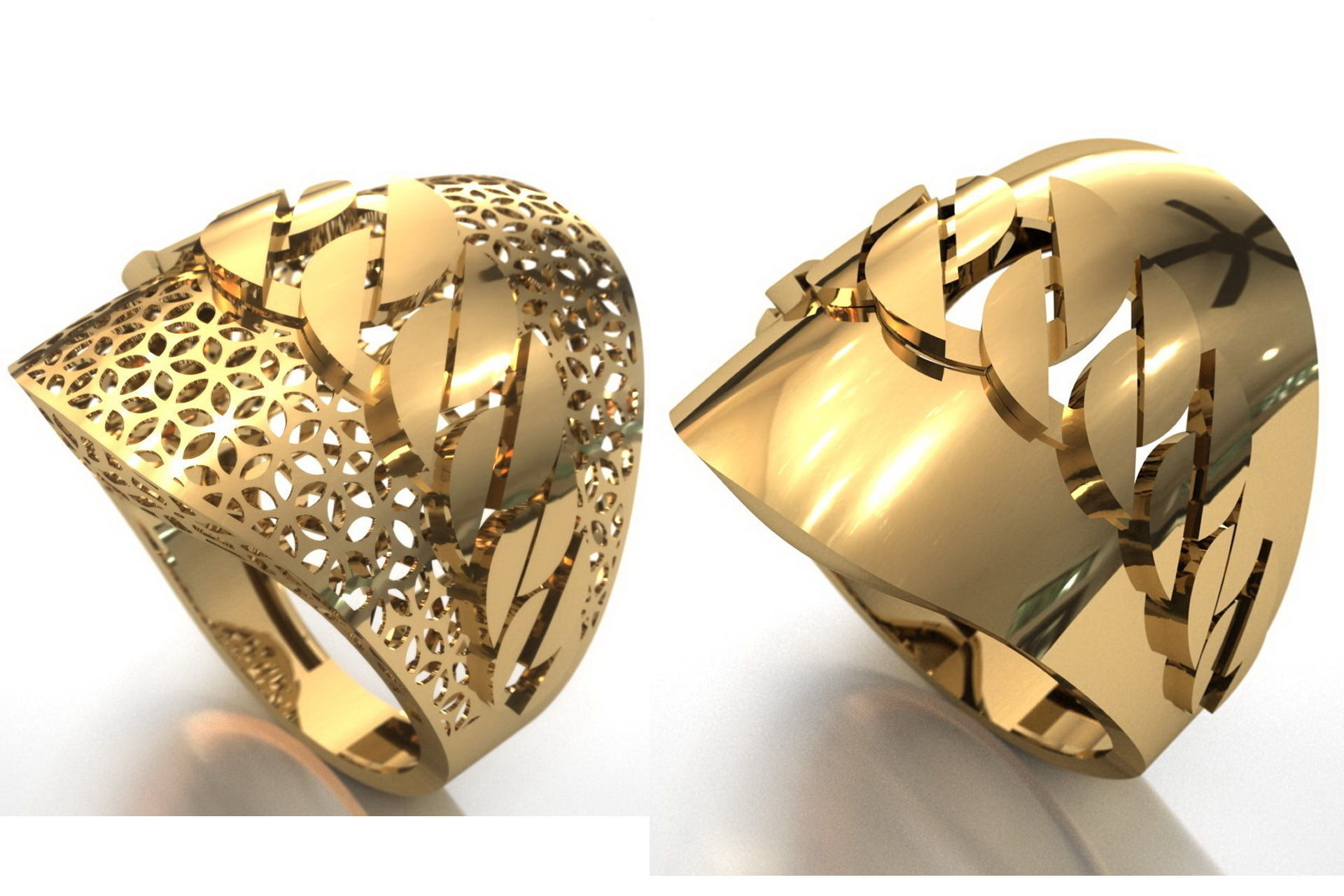 Set of 2 gold rings simple and fusion chains 3D Model Collection | CGTrader