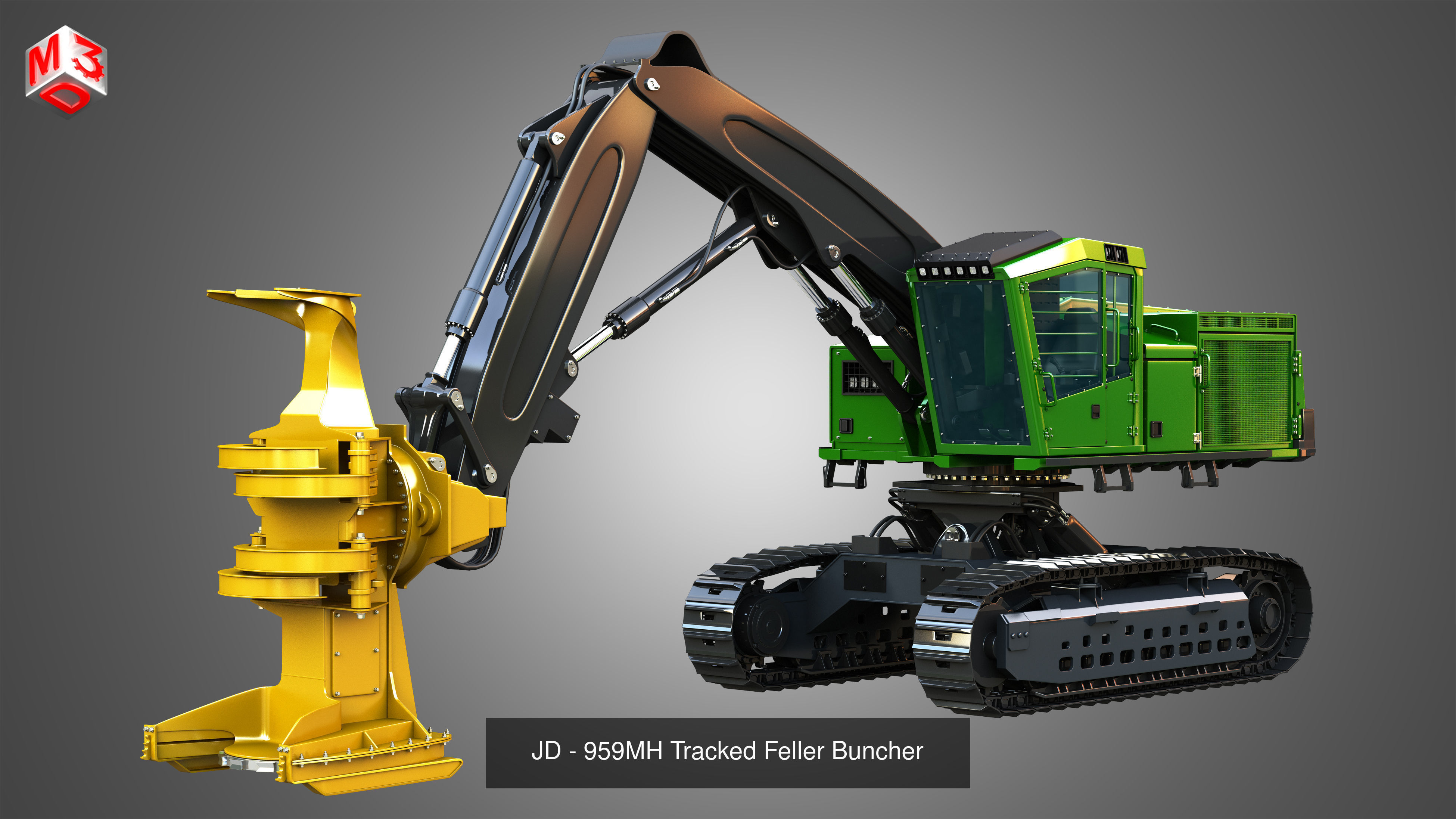 JD - 959MH Tracked Forest Machine 3 in 1 3D Model Collection | CGTrader