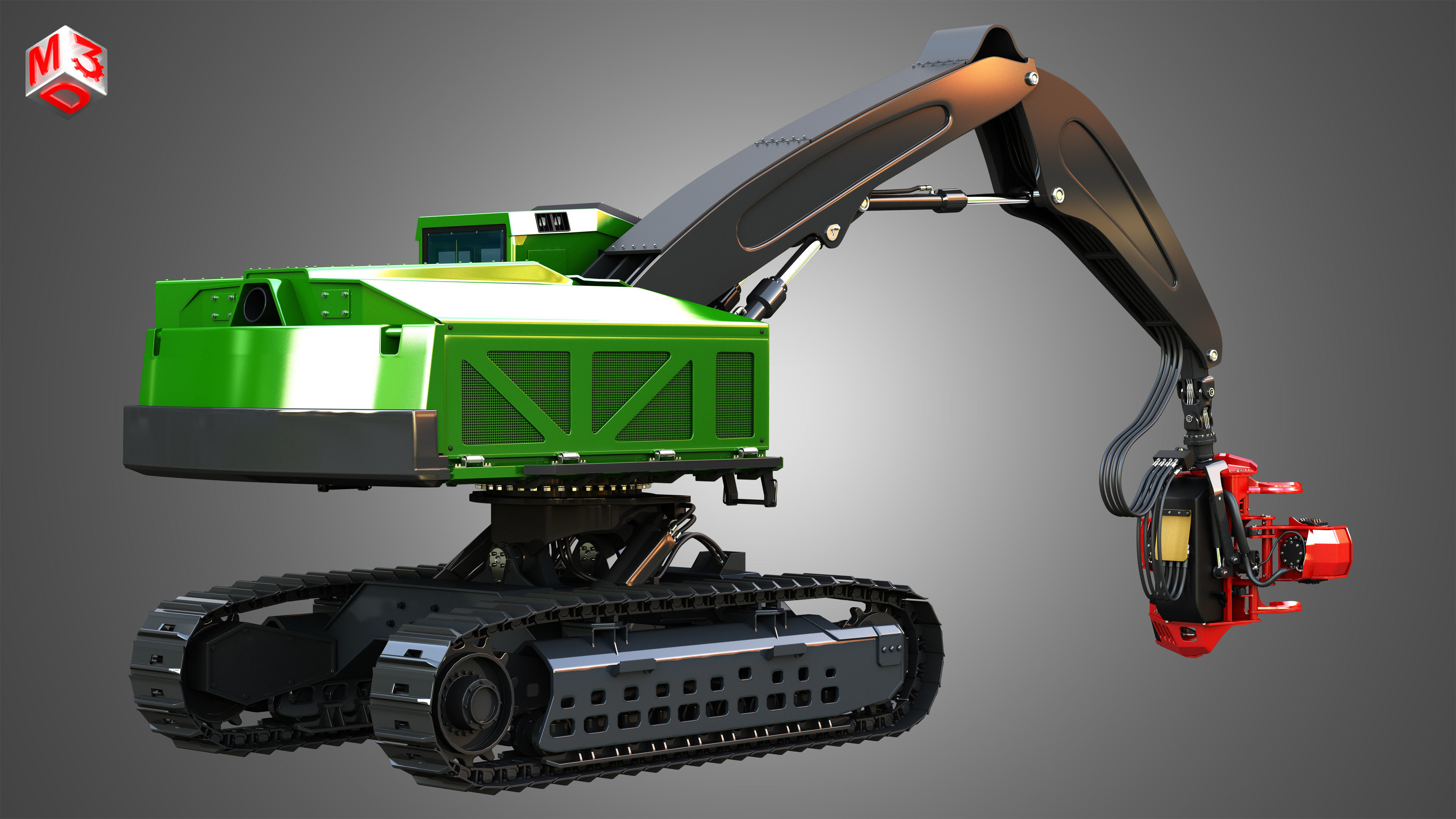 JD - 959MH Tracked Forest Machine 3 in 1 3D Model Collection | CGTrader
