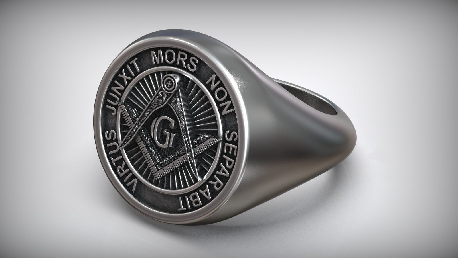 Freemason Square Compasses Gimmel Symbol Ring 3D model 3D printable ...