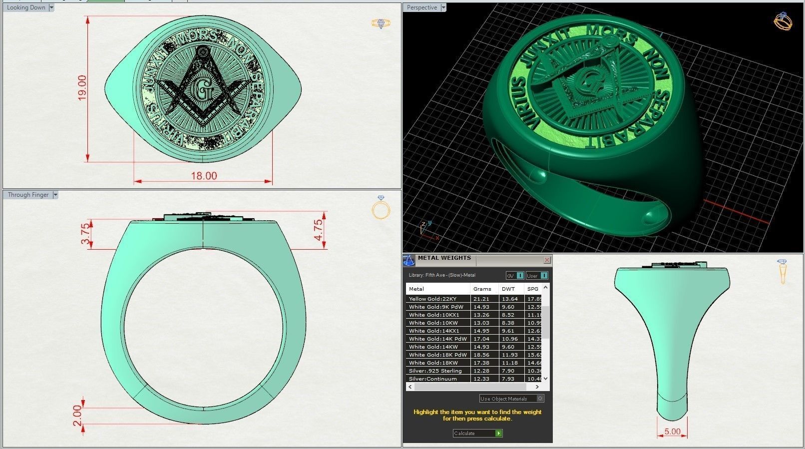 Freemason Square Compasses Gimmel Symbol Ring 3D model 3D printable ...