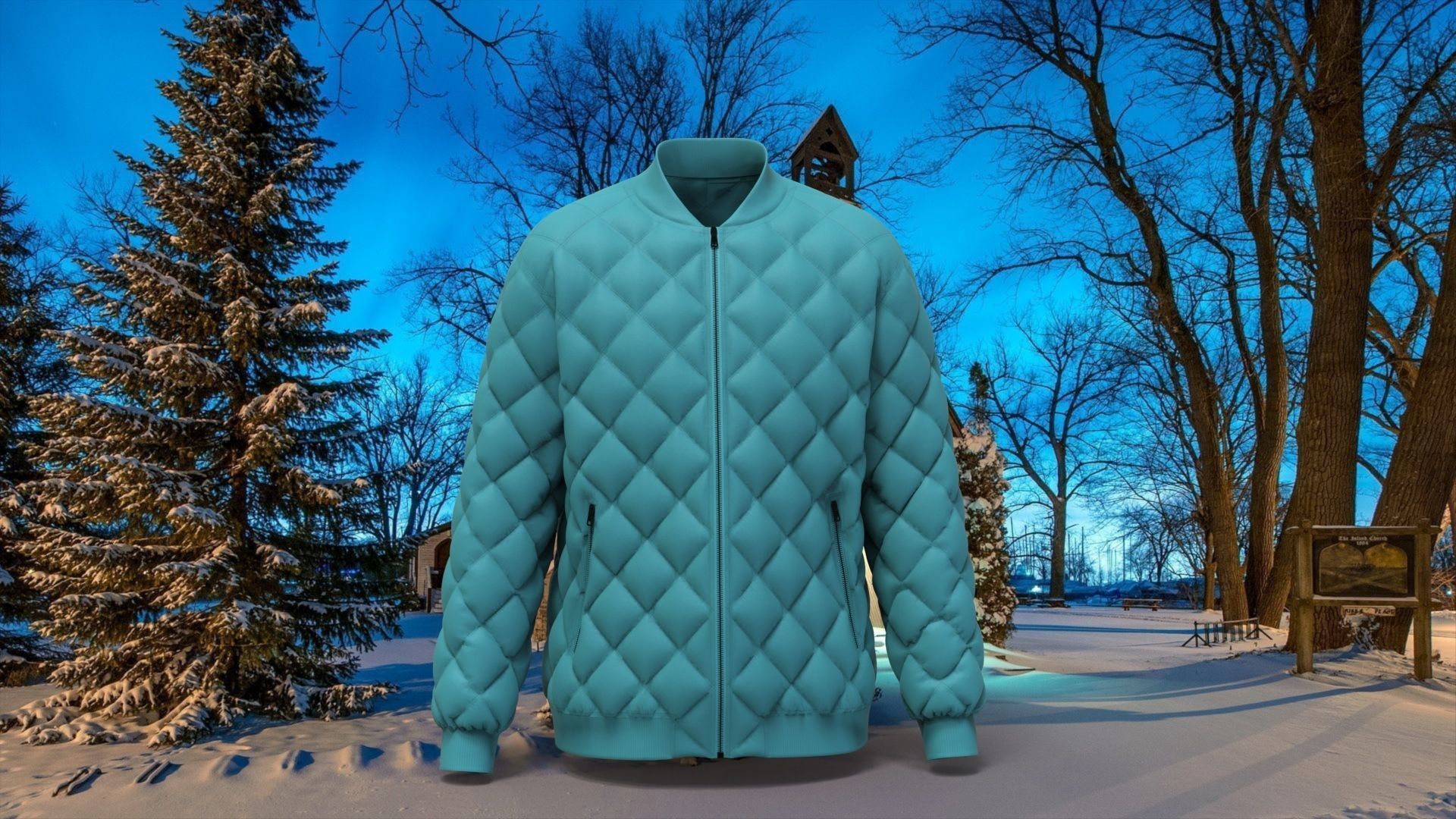 Neck Rib Classic Puffer Jacket 3D model | CGTrader