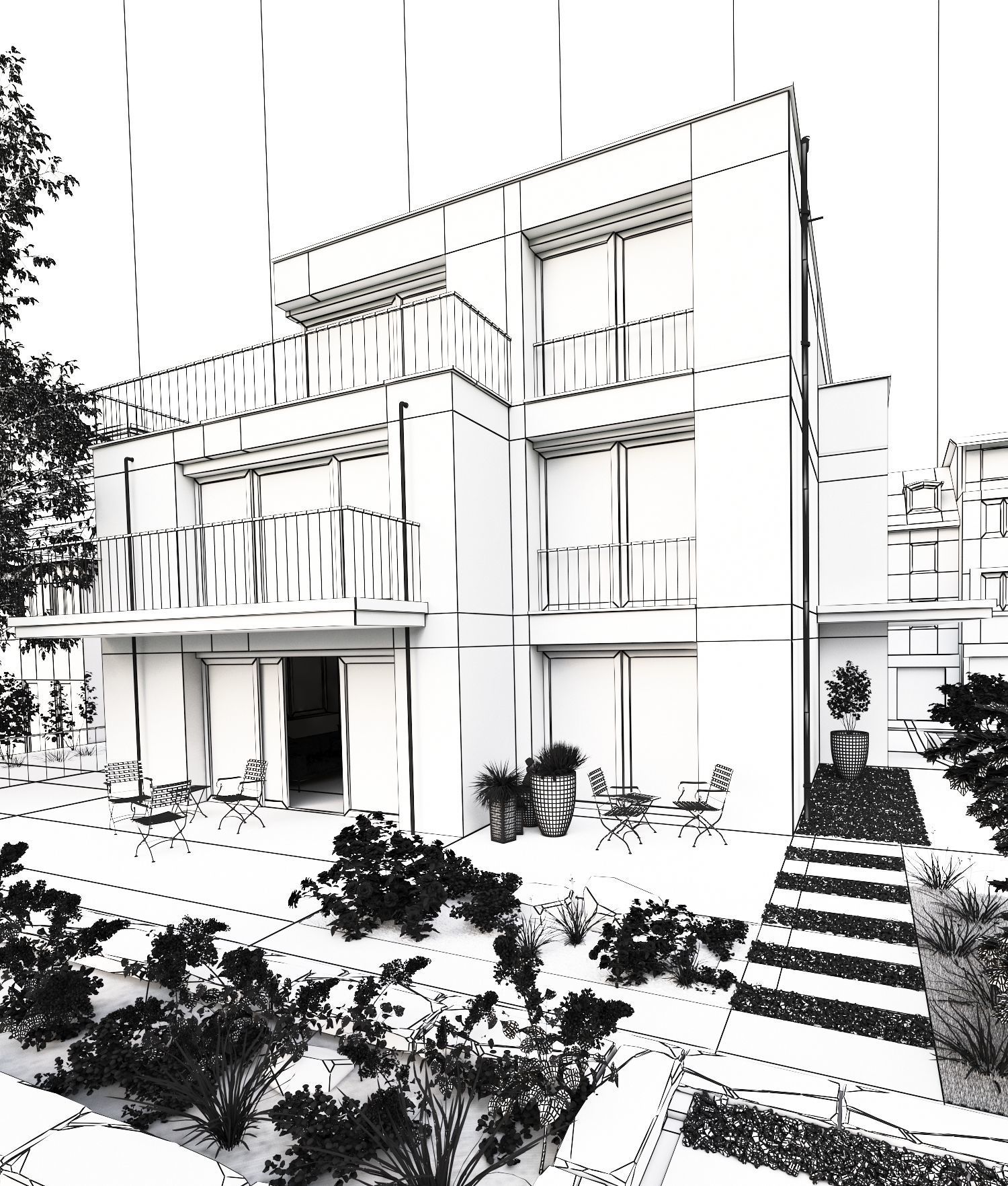 vray render 3ds max exterior brick building 3D model | CGTrader