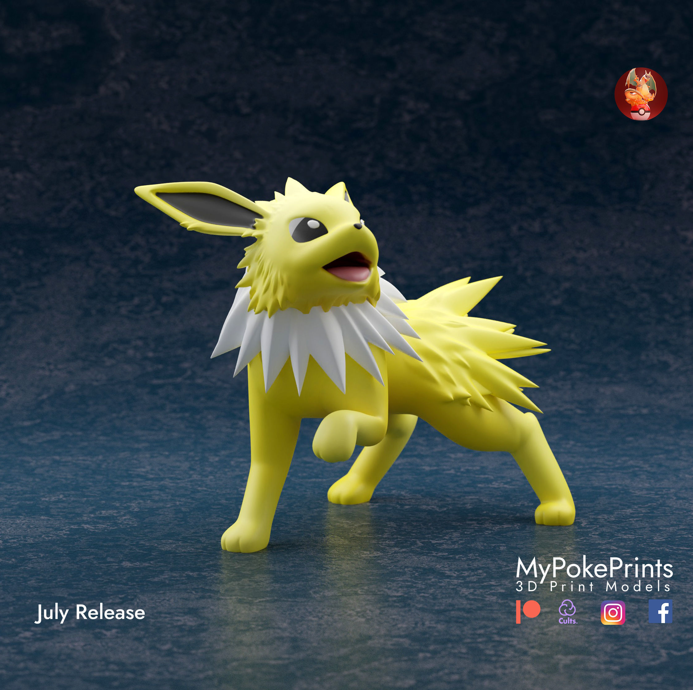 JOLTEON 3 POSES - PRE-SUPPORTED EEVEELUTION POKEMON 3D model 3D ...