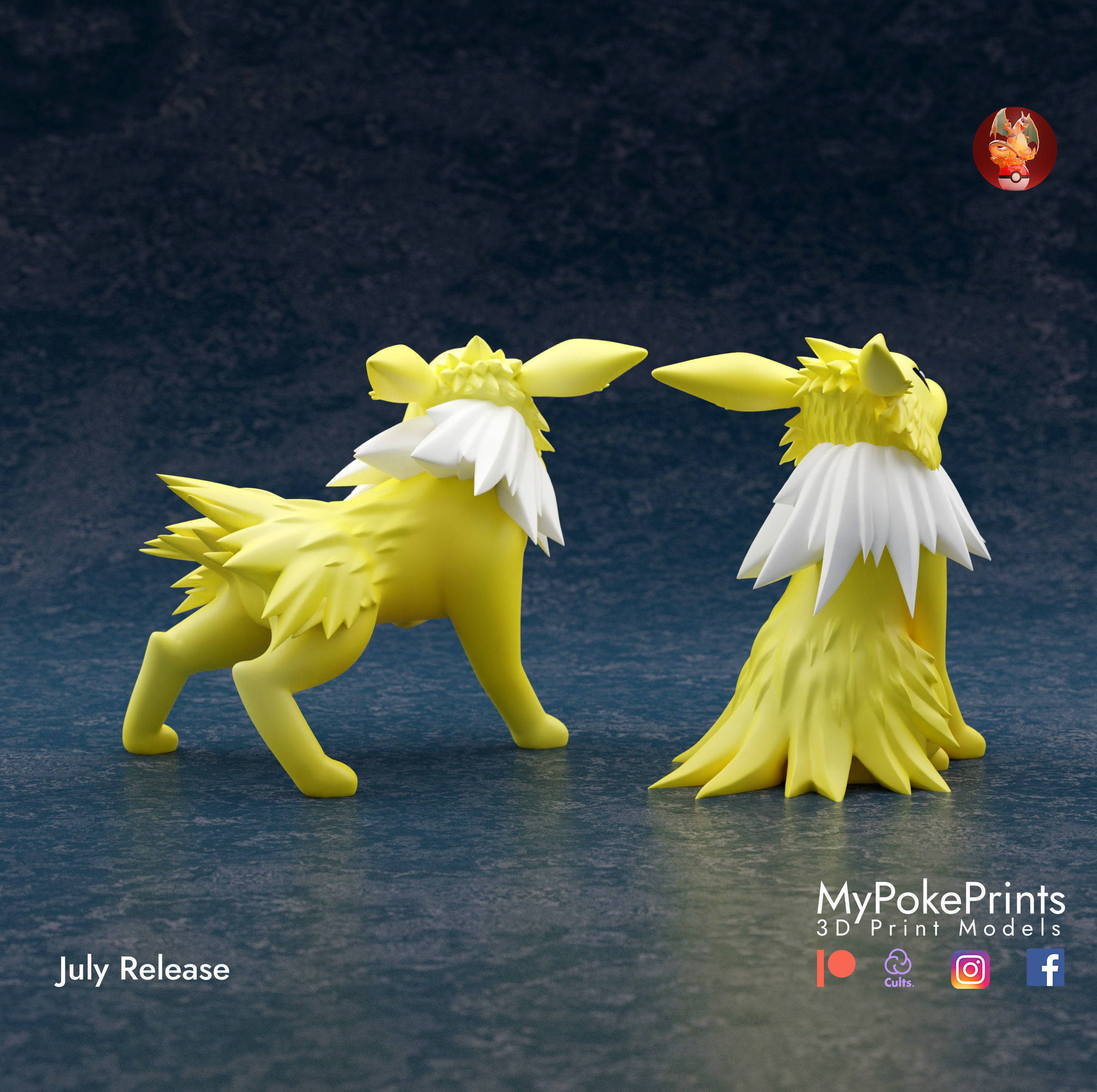 JOLTEON 3 POSES - PRE-SUPPORTED EEVEELUTION POKEMON 3D model 3D ...