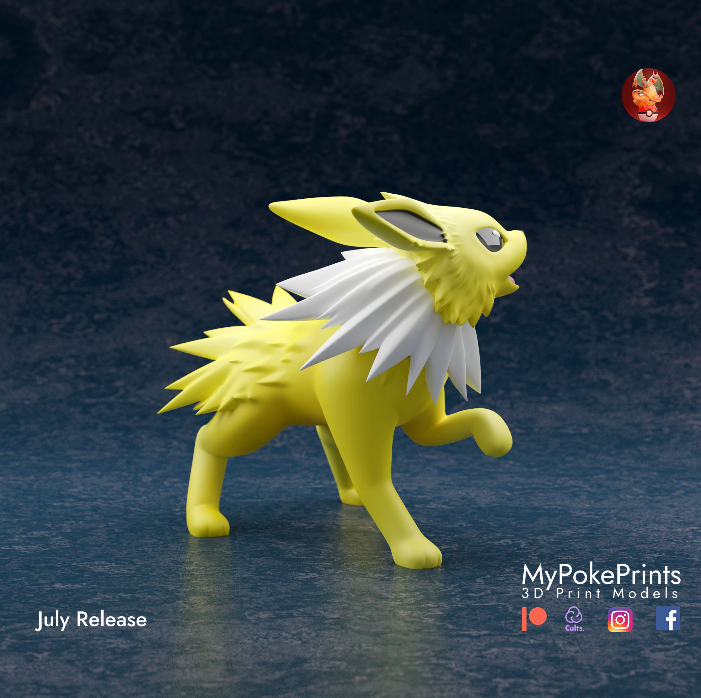 JOLTEON 3 POSES - PRE-SUPPORTED EEVEELUTION POKEMON 3D model 3D ...