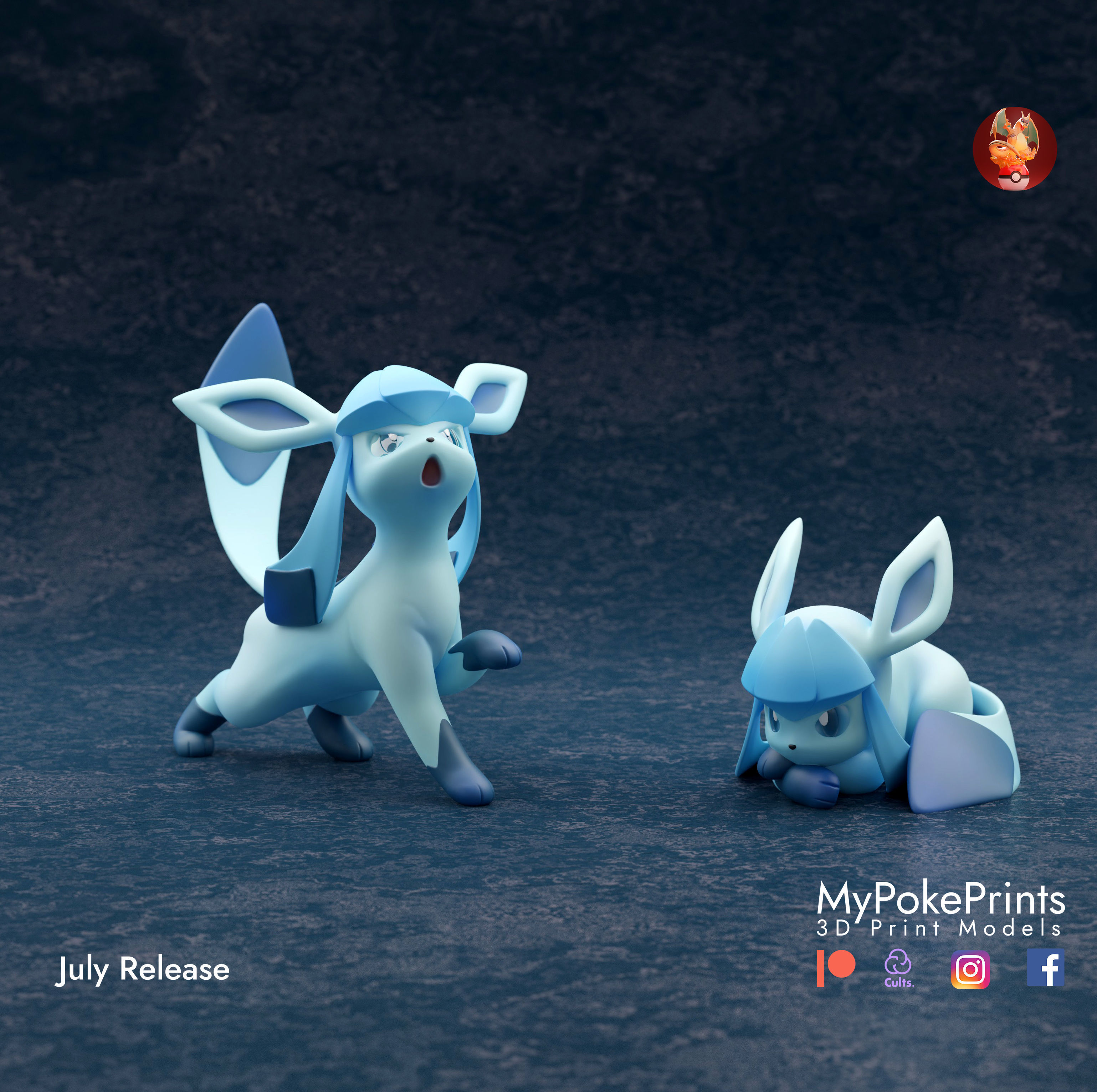 GLACEON 2 POSES - PRE-SUPPORTED POKEMON 3D model 3D printable | CGTrader