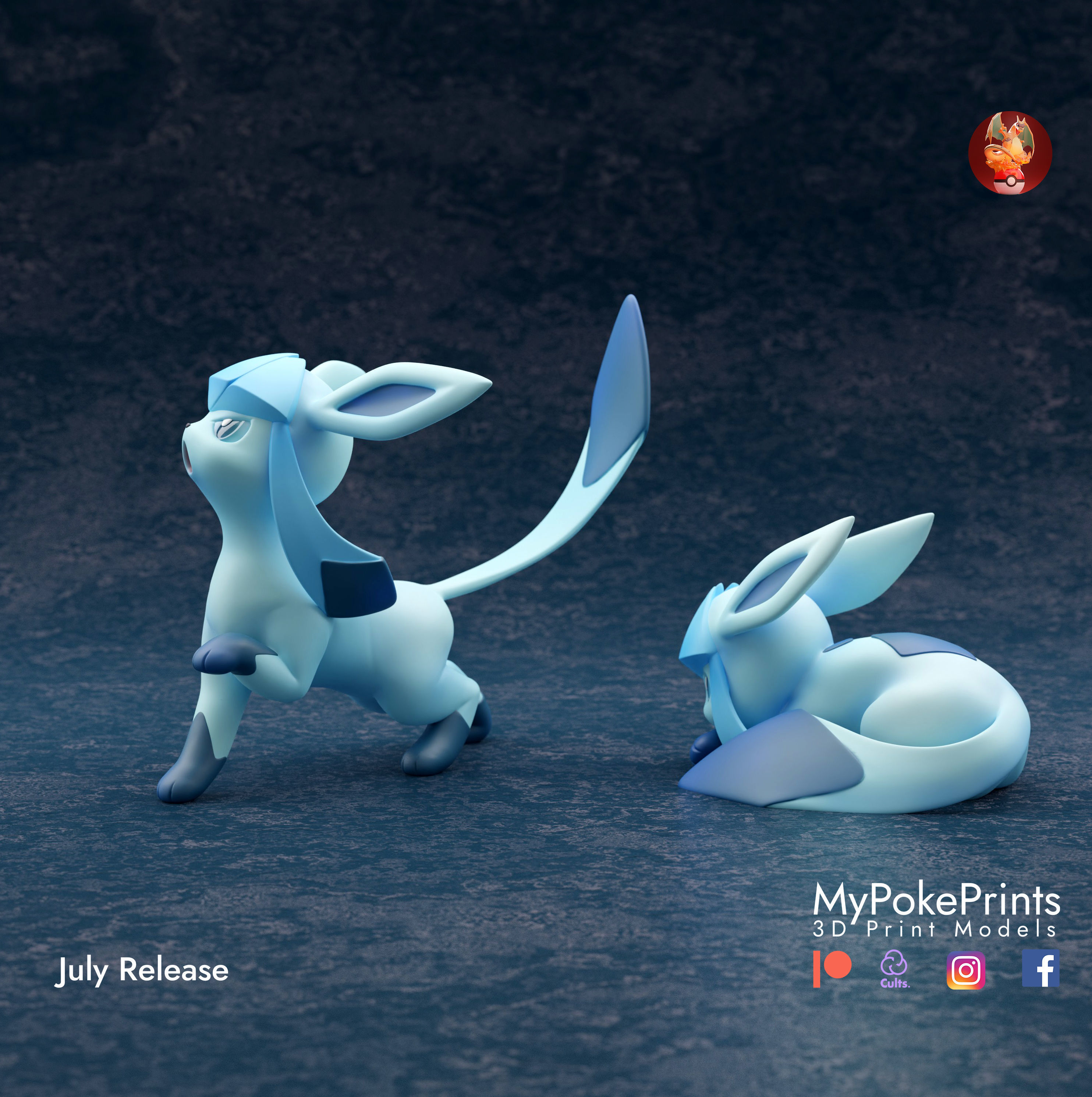 GLACEON 2 POSES - PRE-SUPPORTED POKEMON 3D model 3D printable | CGTrader