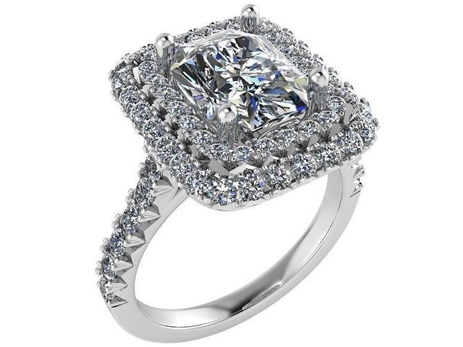 Radiant Double Halo Ring 1018 3D model 3D printable | CGTrader