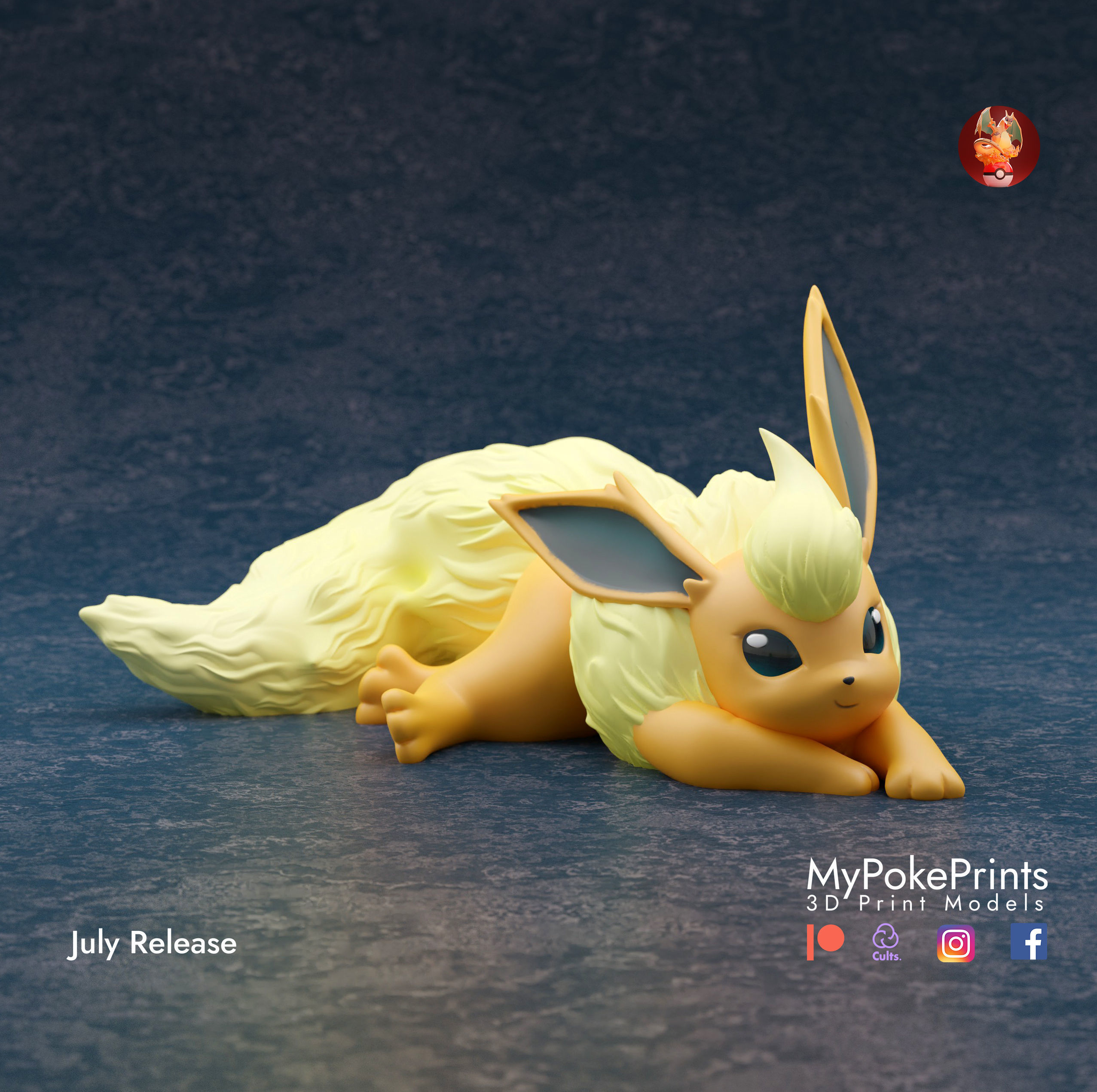 Flareon 3 poses - pre-supported eeveelution pokemon 3D model 3D printable | CGTrader