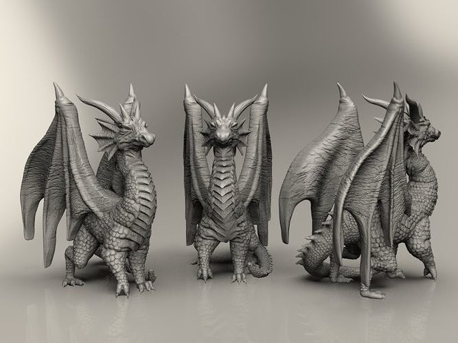 Dragon02 three dragons 3D model 3D printable | CGTrader