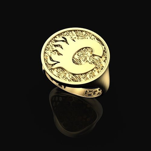 Calgary Flames signet ring fan jewelry hockey nhl 3D model 3D printable ...