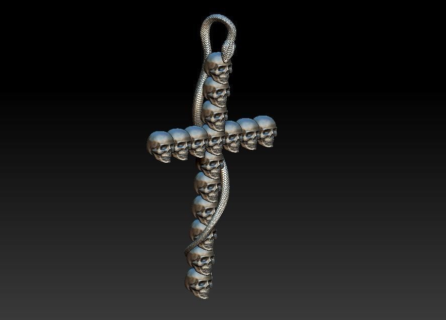 Cross skulls serpent snake biker gothic 3D model 3D printable | CGTrader