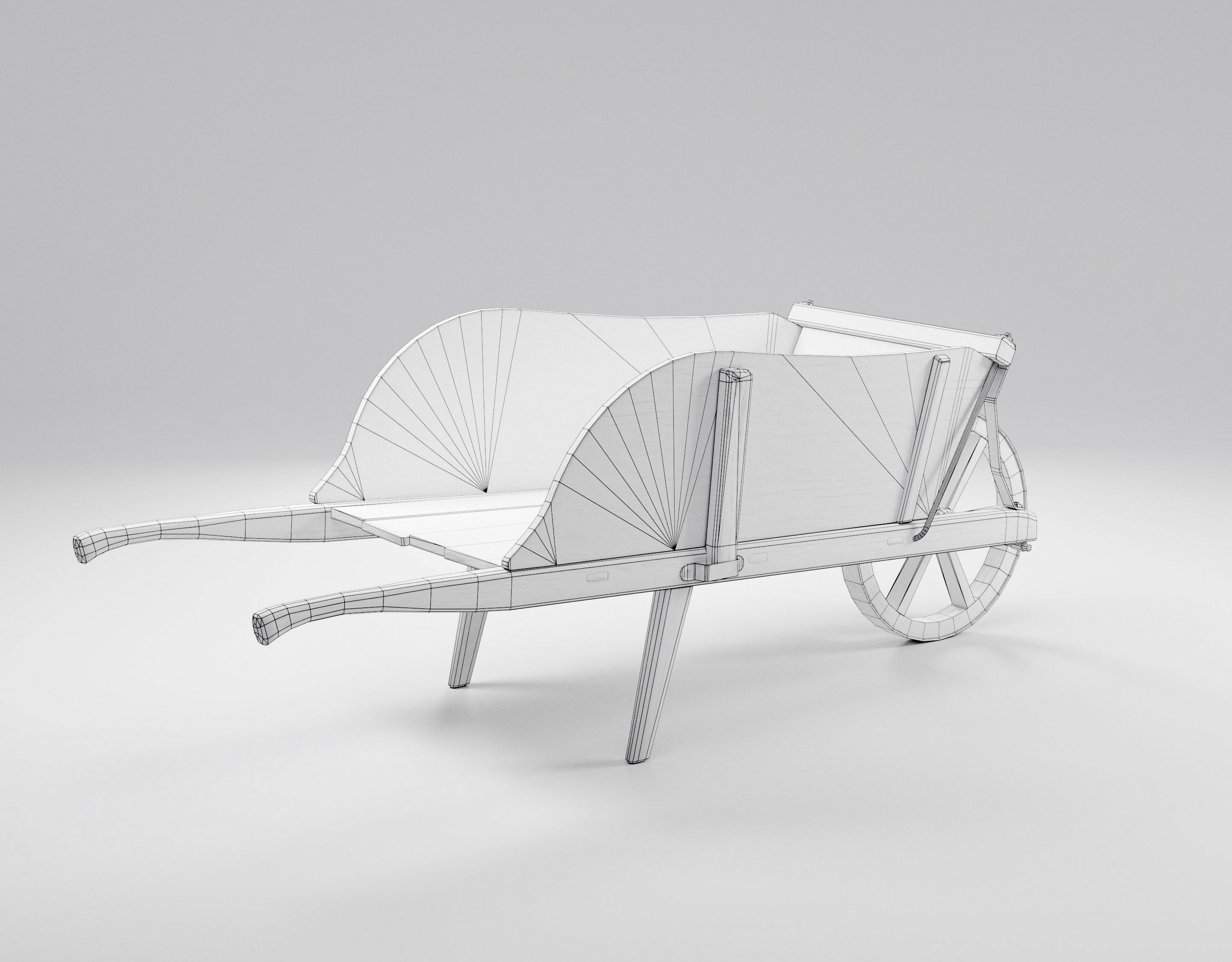 Antique wooden wheelbarrow free VR / AR / low-poly 3D model | CGTrader