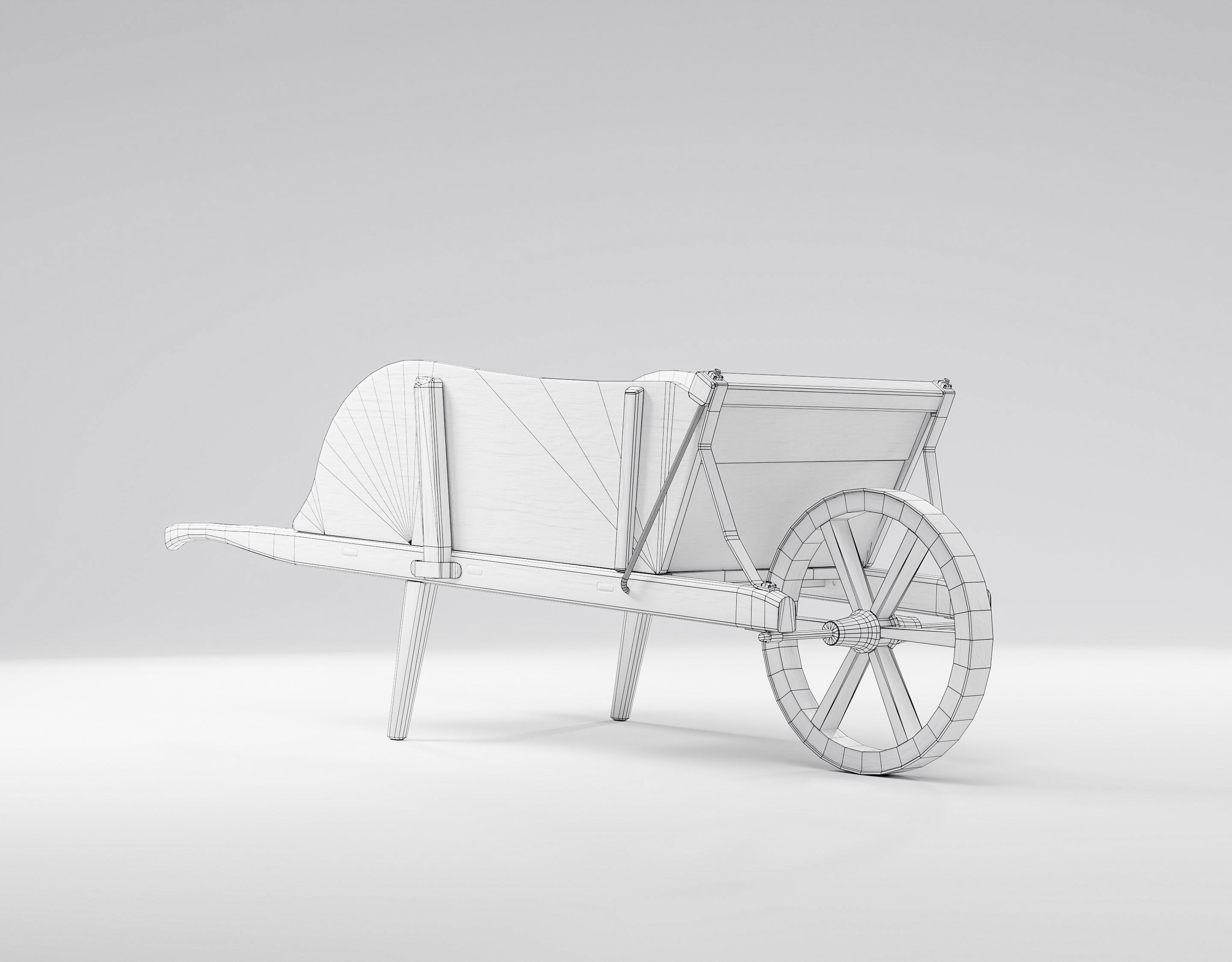 Antique wooden wheelbarrow free VR / AR / low-poly 3D model | CGTrader