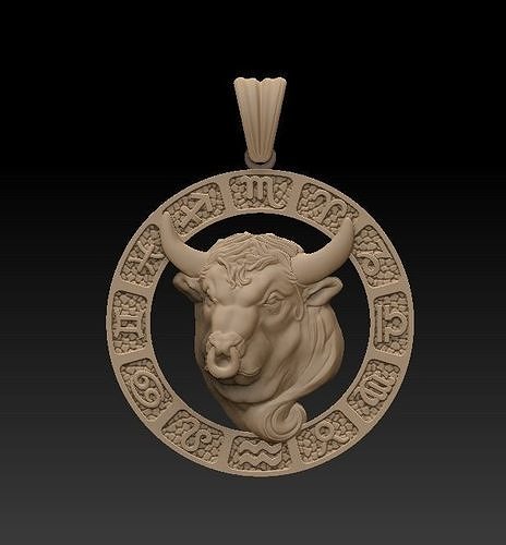 Horoscope Taurus Bull Pendant 3D model | CGTrader
