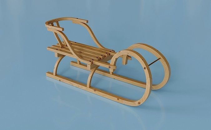 Traditional classic wooden sledge 3D model | CGTrader